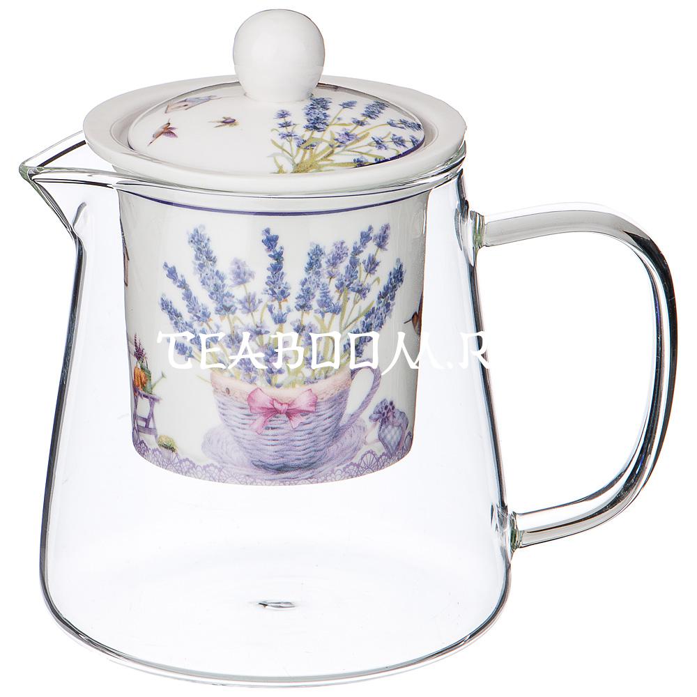 Купить чайник стеклянный с ситом "Прованс лаванда" 400 мл (Lefard) в ...